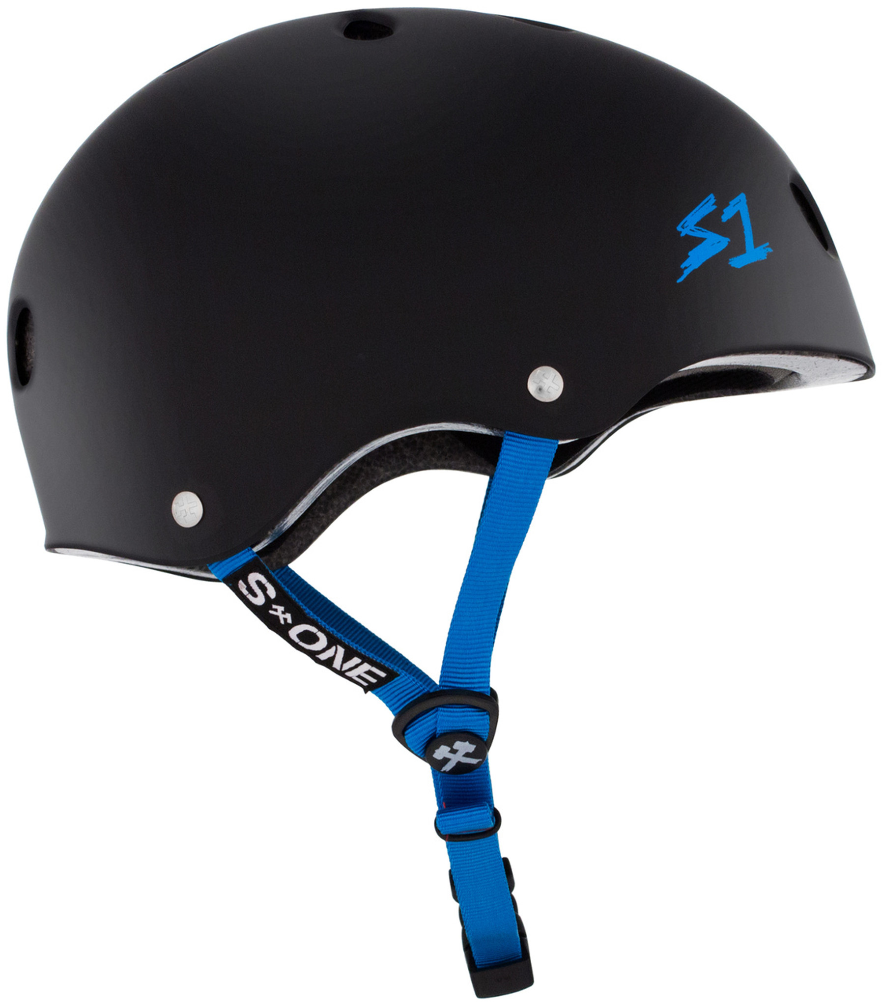 S1 Lifer Helmet – Black Matte & Cyan Straps – Origin Skates